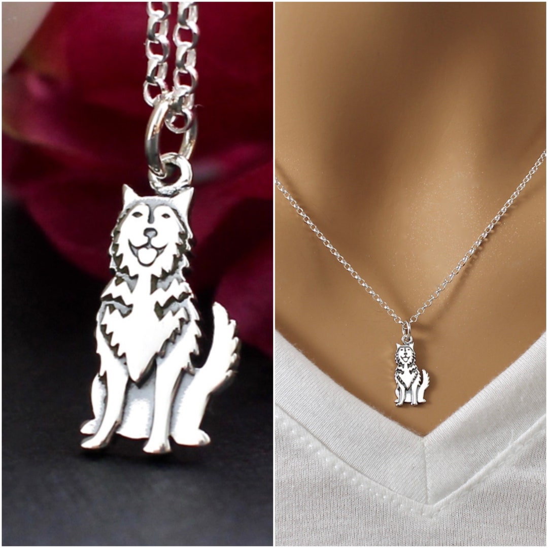 Husky Necklace, Sterling Silver, Charm, Mom, Gifts, Dog, Jewelry, Lover ...