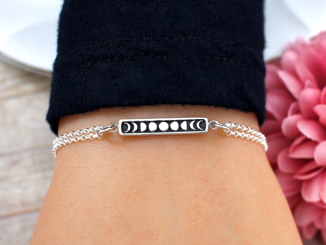 Moon Phase Bracelet, Moon Phases Bracelet, Moon Bracelet, Sterling ...