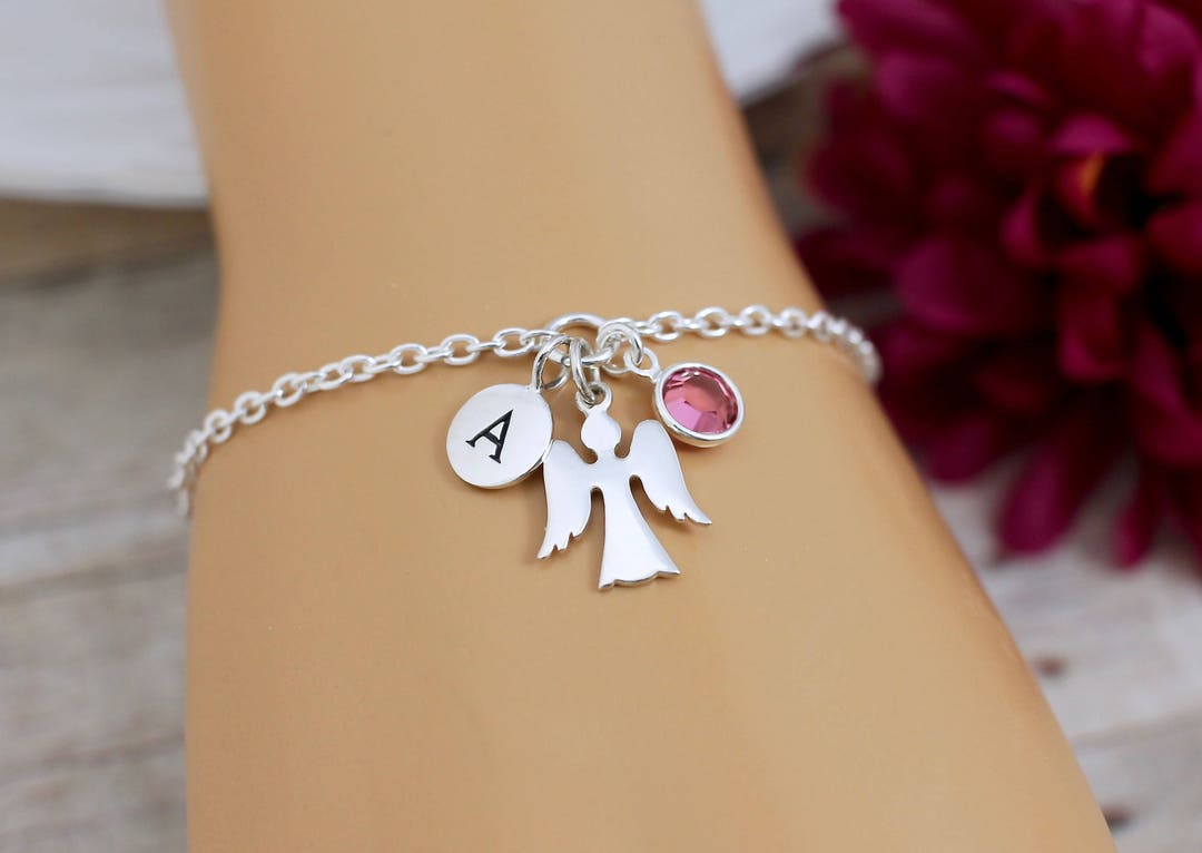 Personalized Angel Bracelet, Guardian Angel Bracelet, Sterling Silver ...