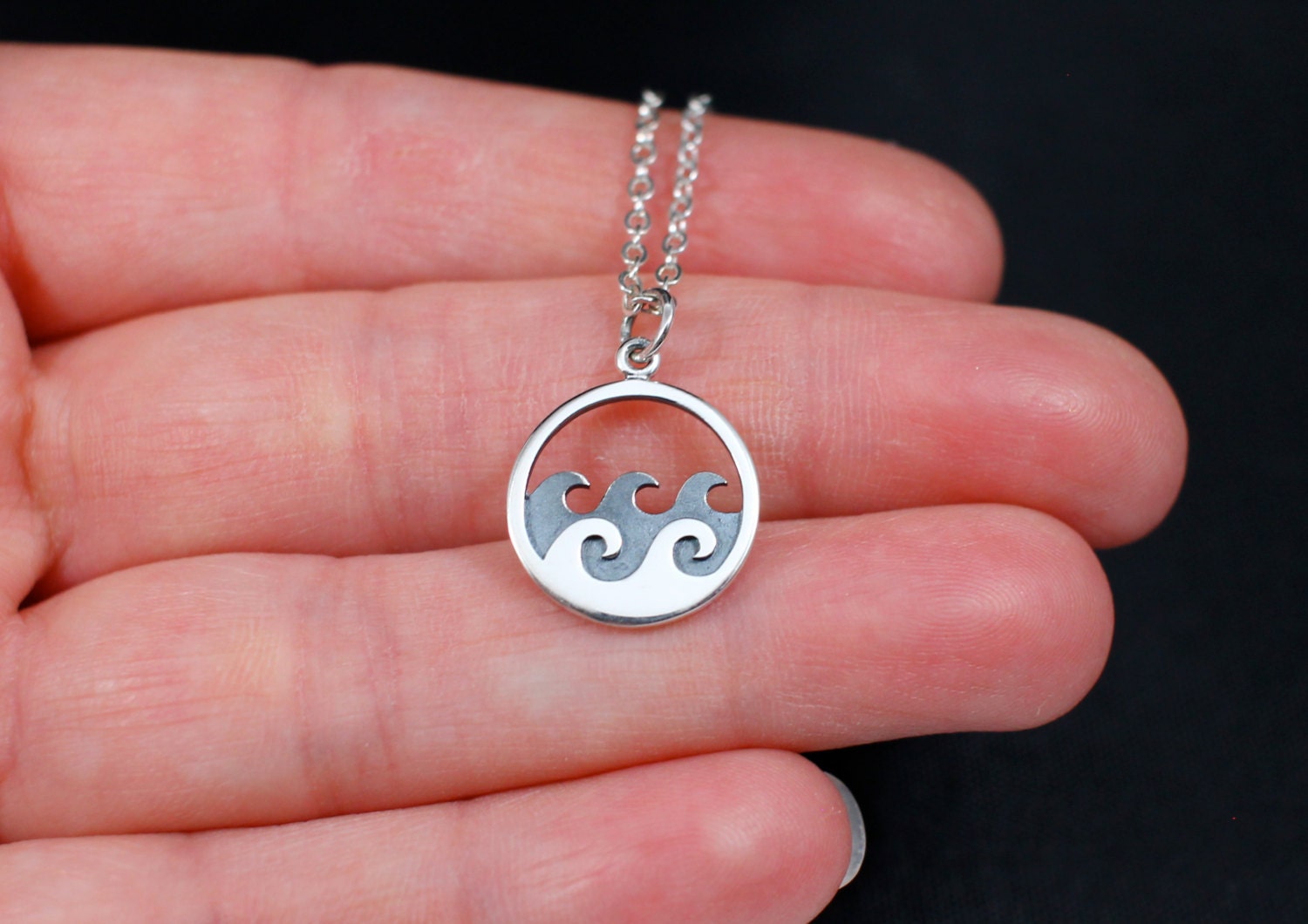 Waves Necklace Sterling Silver Ocean Waves Necklace Waves | Etsy