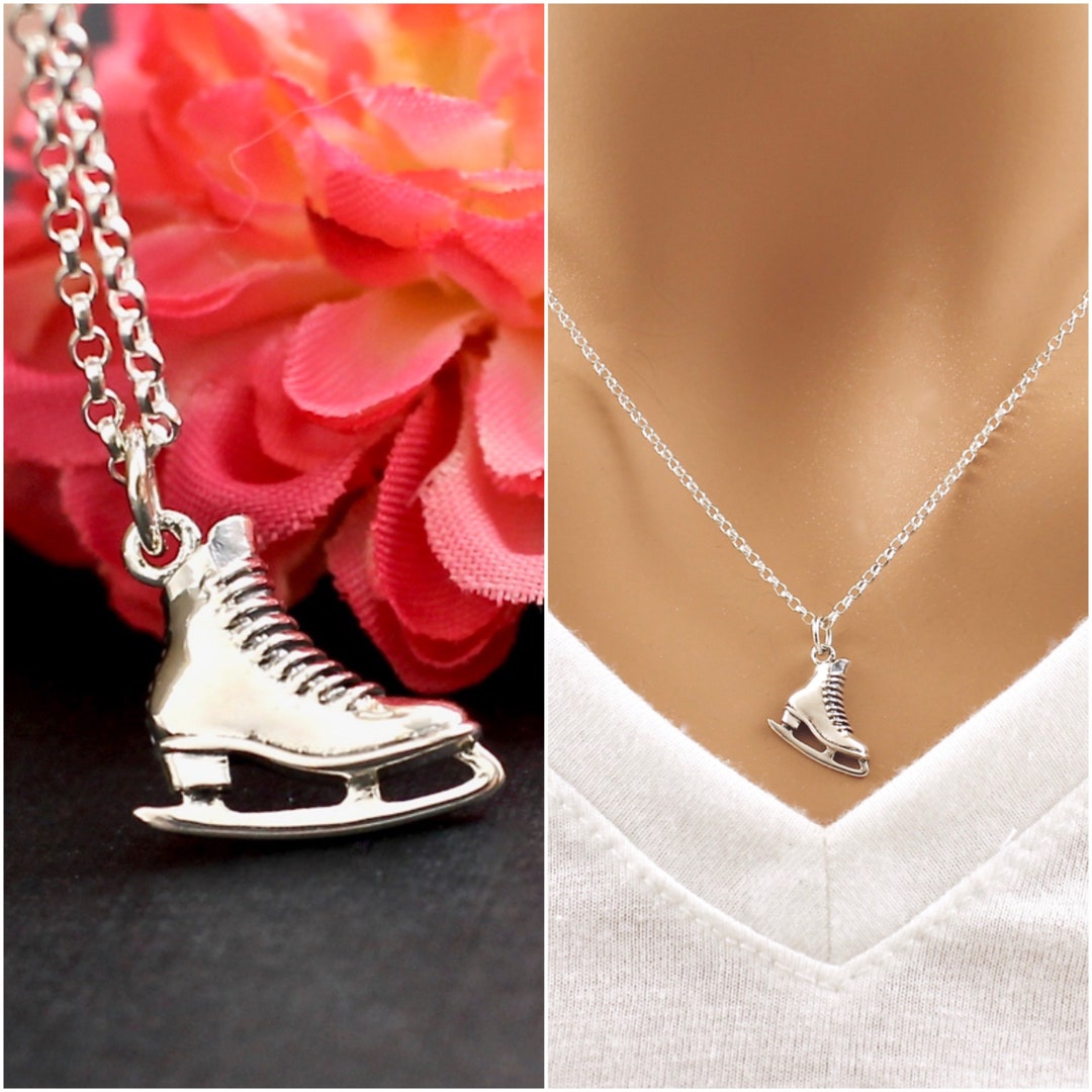 Ice Skate Necklace, Sterling Silver, Ice Skating, Ice Skater ...