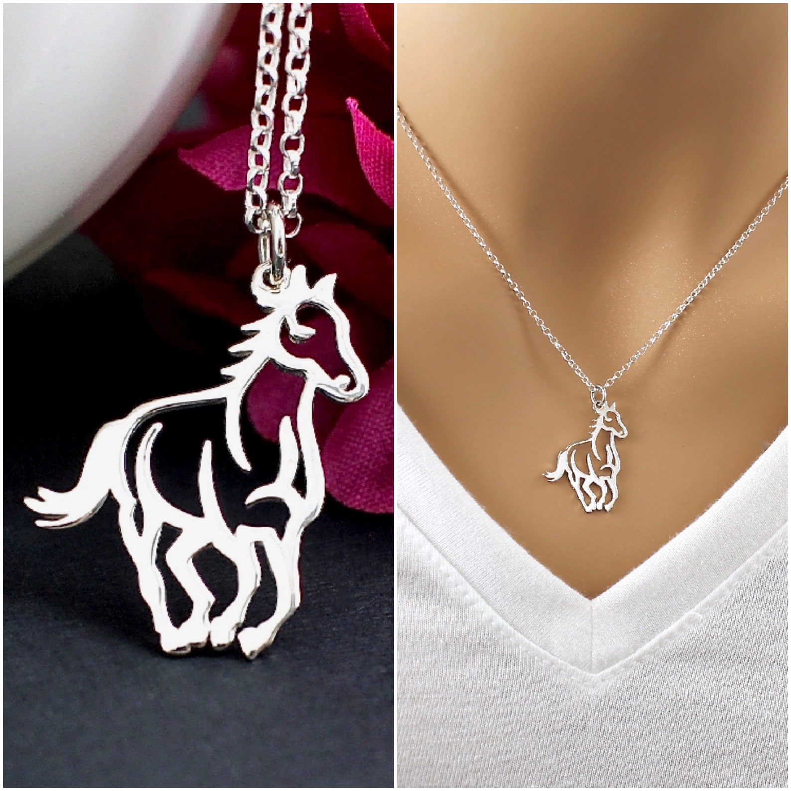 Horse Necklace Sterling Silver for Women for Girls Charm - Etsy