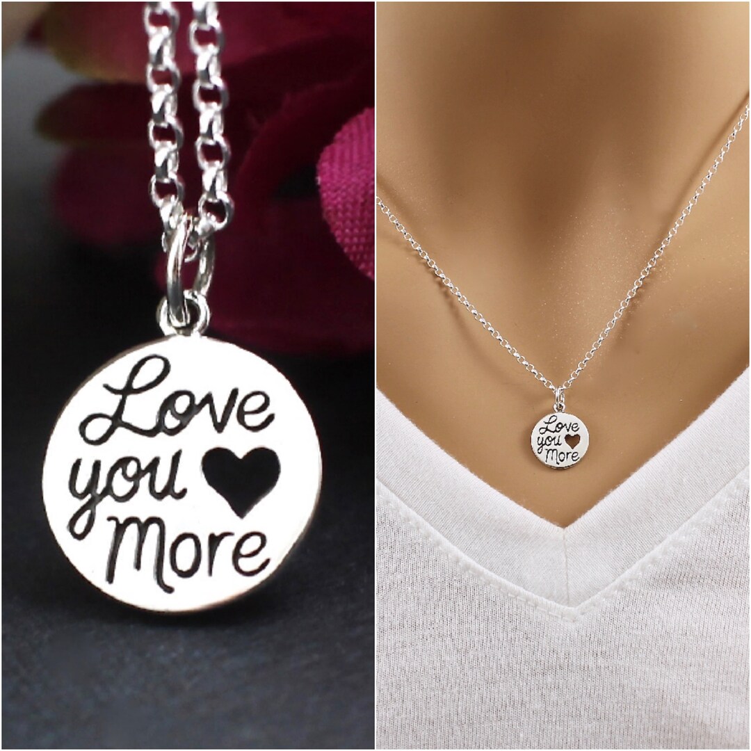 Love You More Necklace, Heart Necklace, Love Necklace, Sterling Silver ...