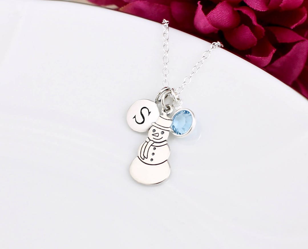 Snowman Necklace, Sterling Silver Snowman Pendant Necklace, Snowman ...