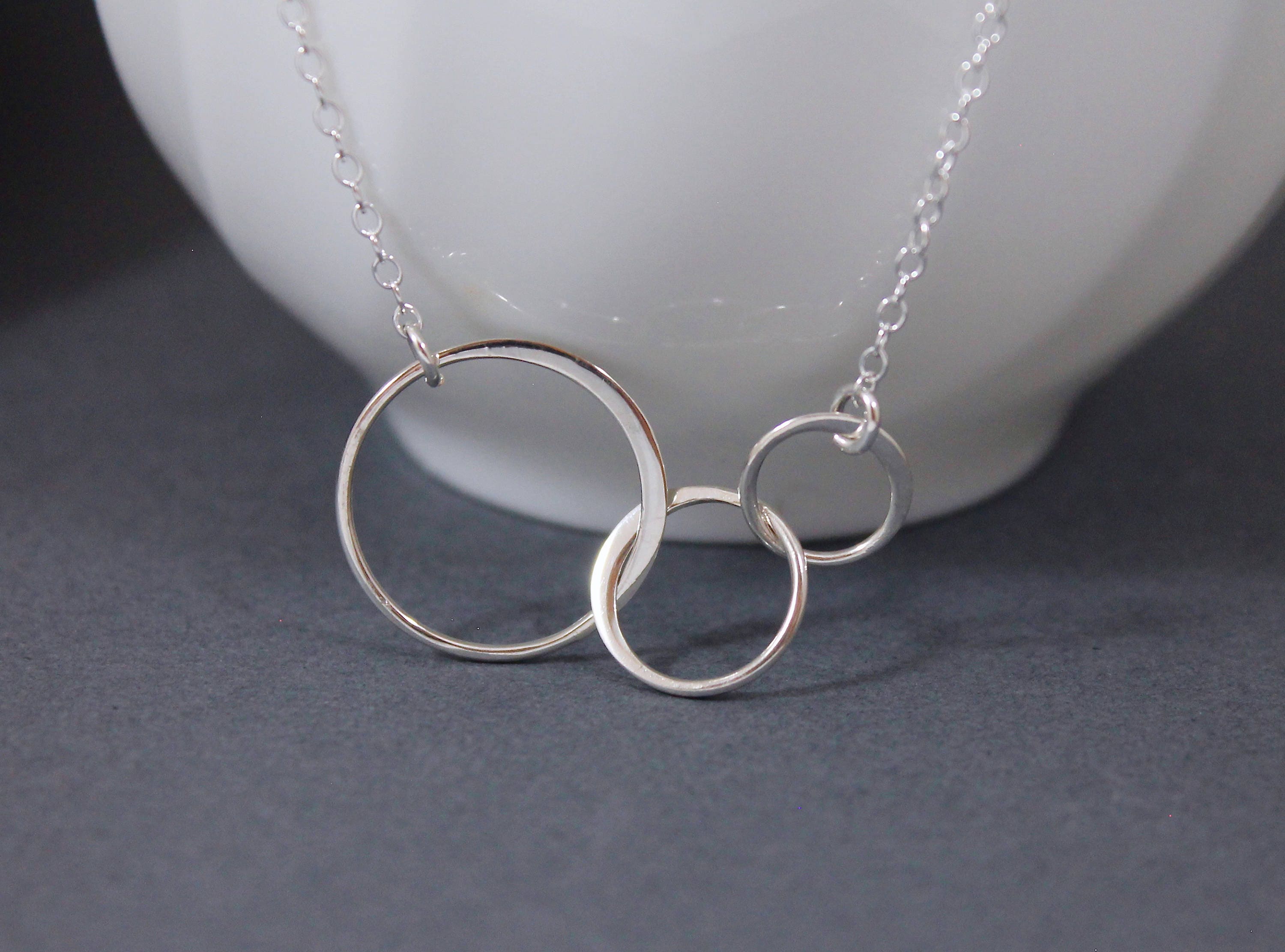 Three Circle Necklace Sterling Silver Three Eternity Circle | Etsy
