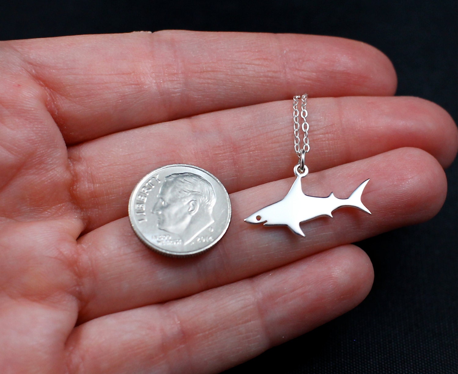 Shark Necklace Sterling Silver Great White Shark Necklace | Etsy