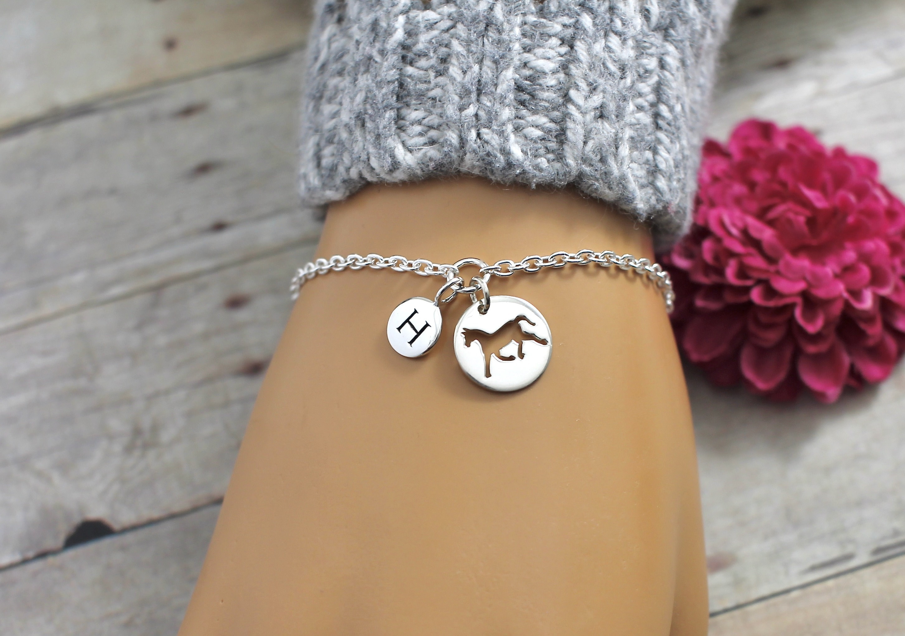 Horse Bracelet Sterling Silver for Women Personalized for | Etsy