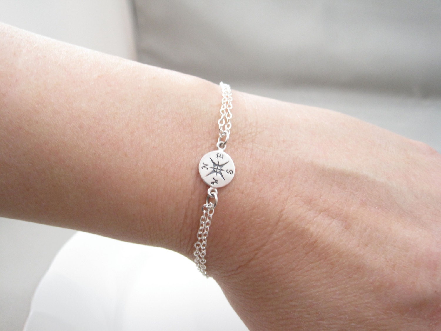 Compass Bracelet Double Chain Adjustable Compass Bracelet - Etsy