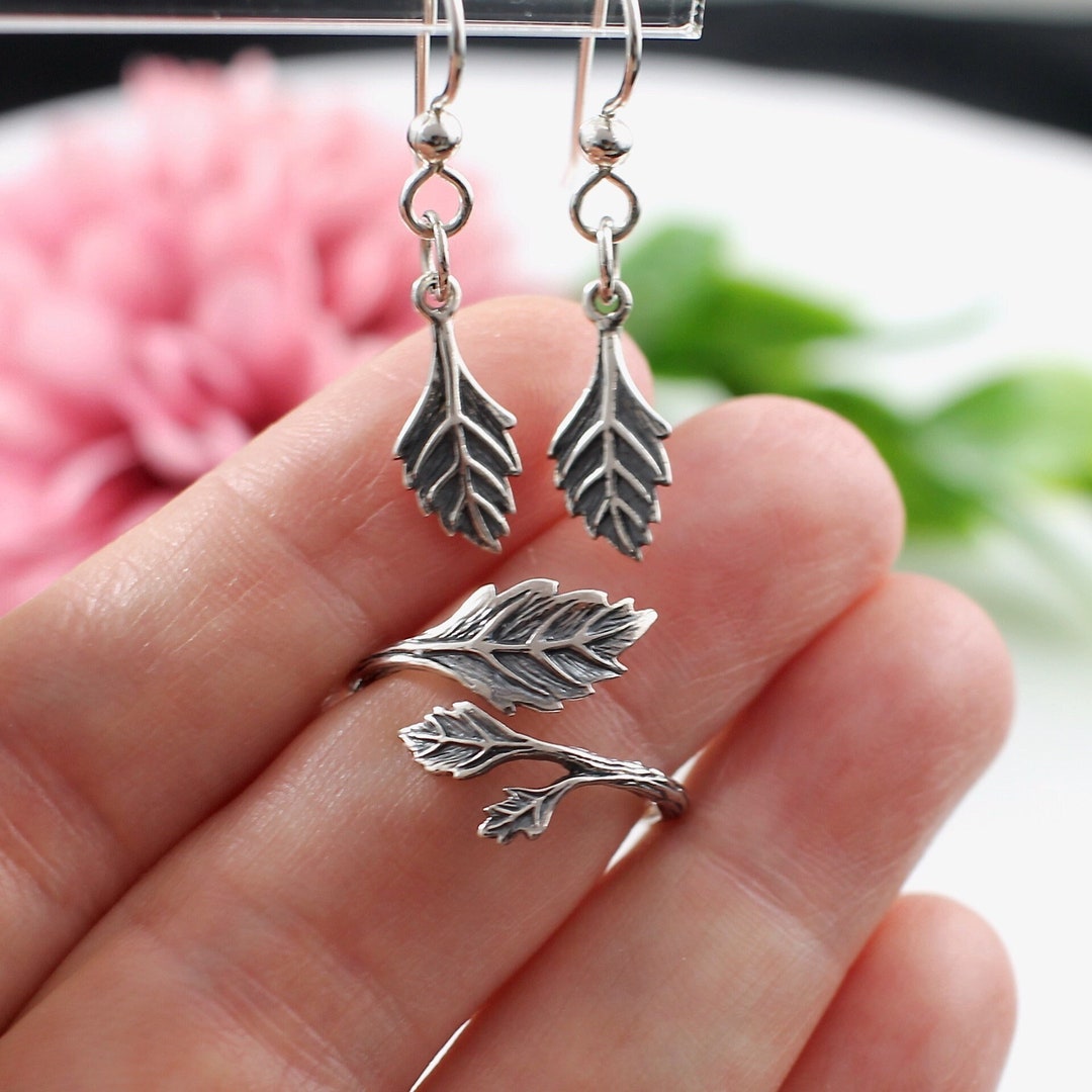 Leaf Ring in Sterling Silver Fall Leaf Ring Adjustable Leaf - Etsy