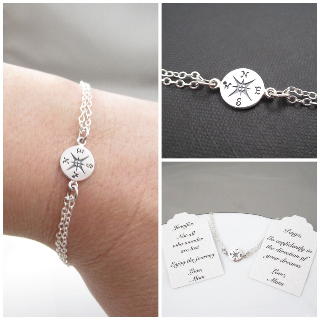 Compass Bracelet Double Chain Adjustable Compass Bracelet - Etsy