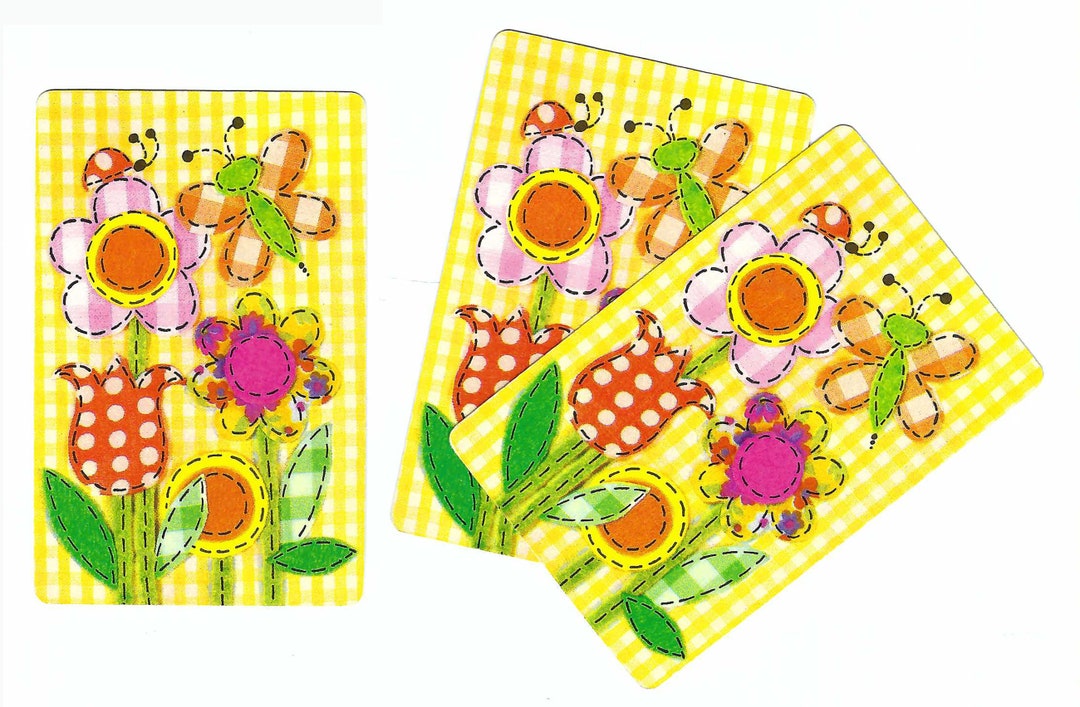 PATCHWORK GARDEN 3 Vintage Single Swap Playing Cards Paper Ephemera - Etsy