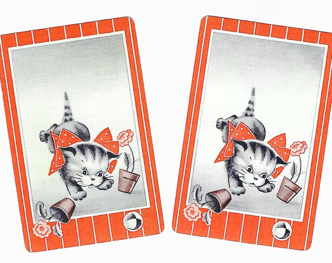 KITTEN MISCHIEF (2) Vintage Single Swap Playing Cards Paper Ephemera - Etsy