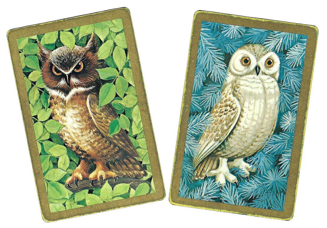 OWLS (2) Vintage Single Swap Playing Cards Paper Ephemera - Etsy