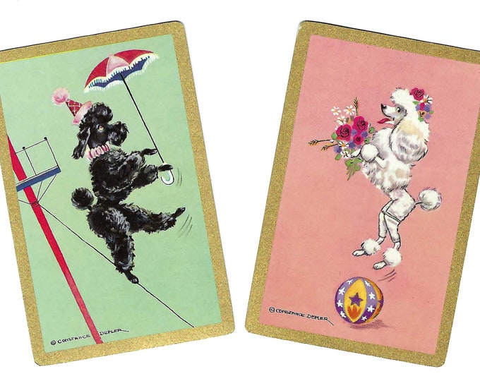 CIRCUS POODLES (2) Vintage Single Swap Playing Cards Paper Ephemera - Etsy