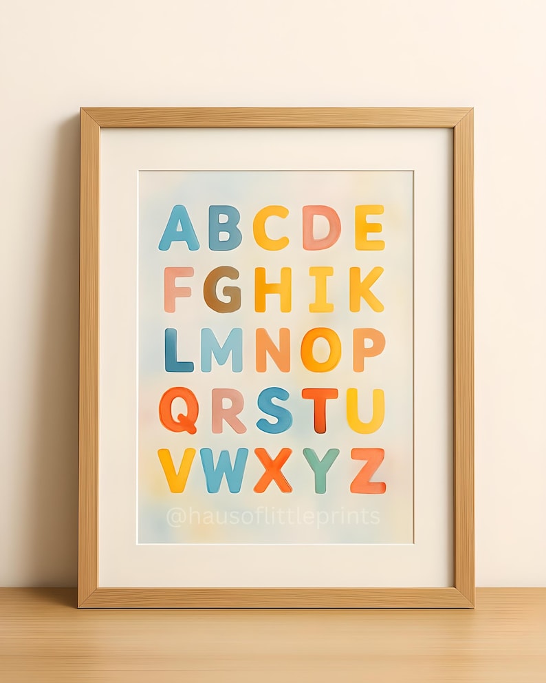 Watercolor Alphabet Printable | ABC Wall Art for Kids | 8x10 Nursery ...