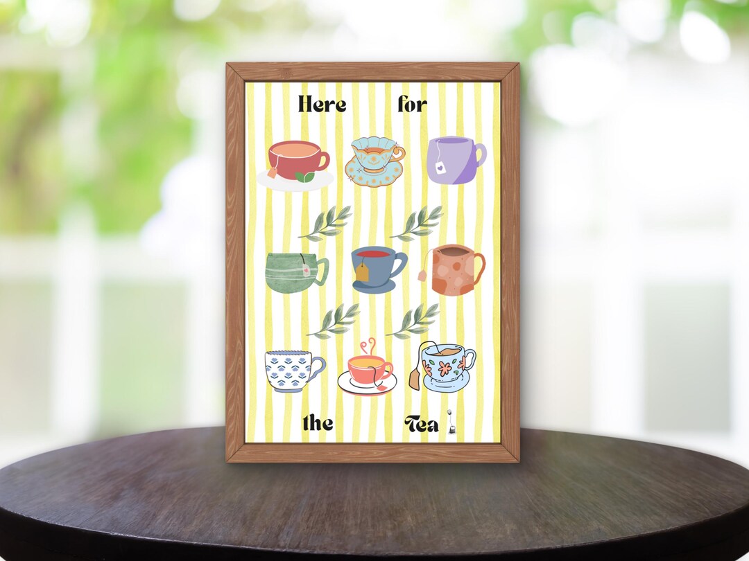 Tea Cup Print, Tea Cup Poster, Tea Wall Art, Kitchen Art Print, Mug ...