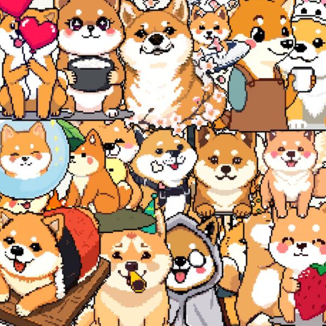 Pixel Shiba Inu Pack | 30 Cute 128x128 Dog Sprites in Costumes and ...