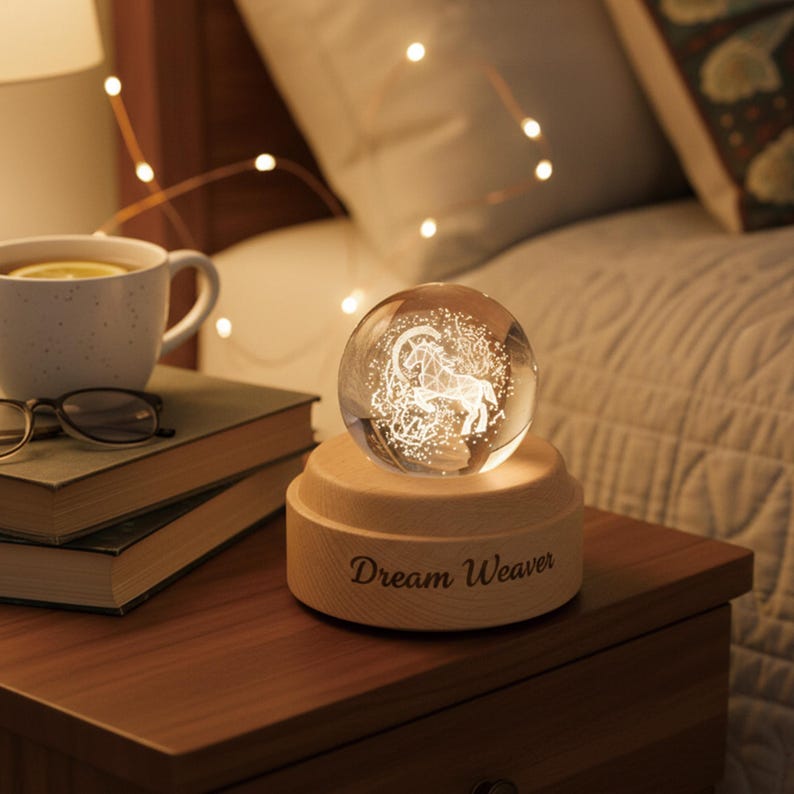 Personalized Crystal Ball Music Box With Custom Engraved Base ,warm LED ...