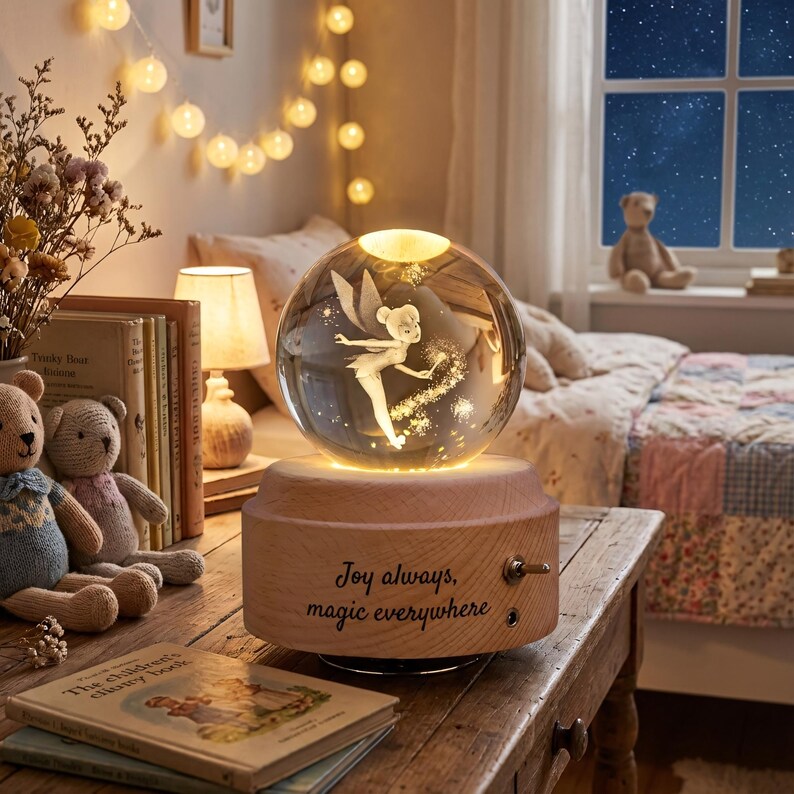 Personalized Crystal Globe Music Box for Kids, Soft LED Night Light ...