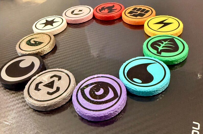 Complete Pokemon Energy Type Magnet Set | Holographic Finish 3D Print ...