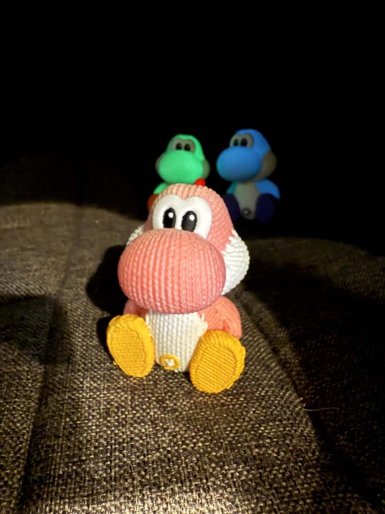 Glowshi Glow-in-the-dark Yoshi Figure Set • 3D Printed Knit-effect ...