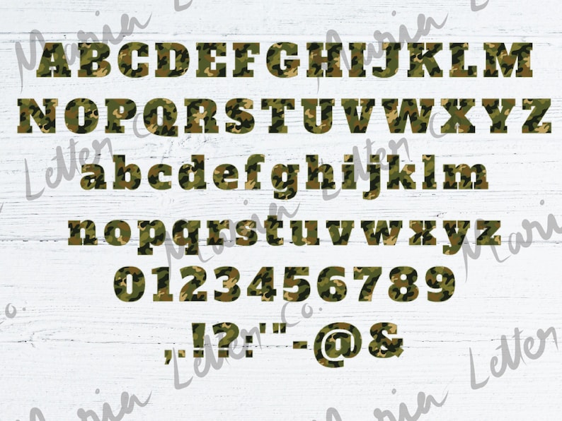 Camouflage Alphabet Png Military Letters Varsity Bold Block Numbers ...