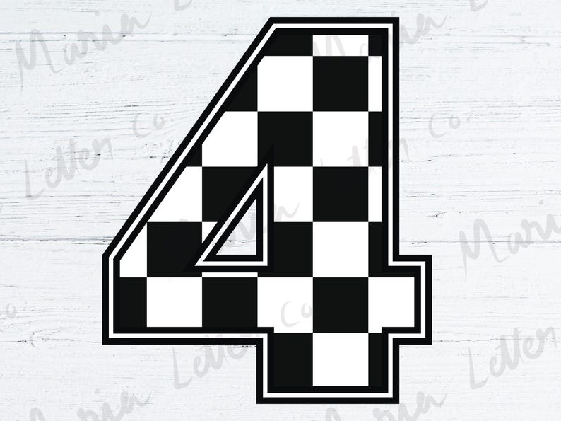 Checkered Varsity Alphabet PNG Bundle: Retro Racing Letters (digital ...