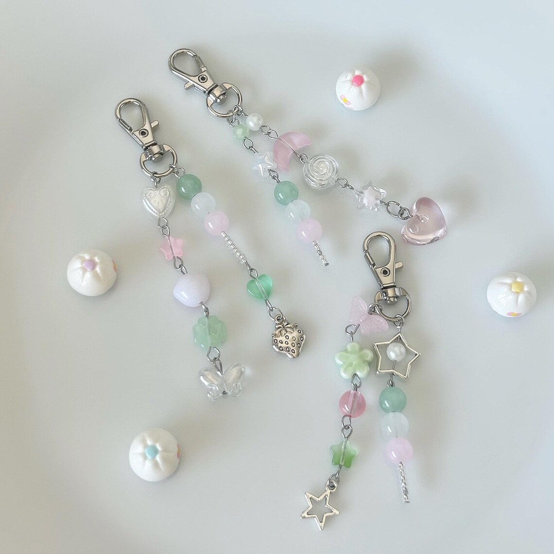 Handmade Beaded Keychain - Kawaii Pastel Charm - Etsy