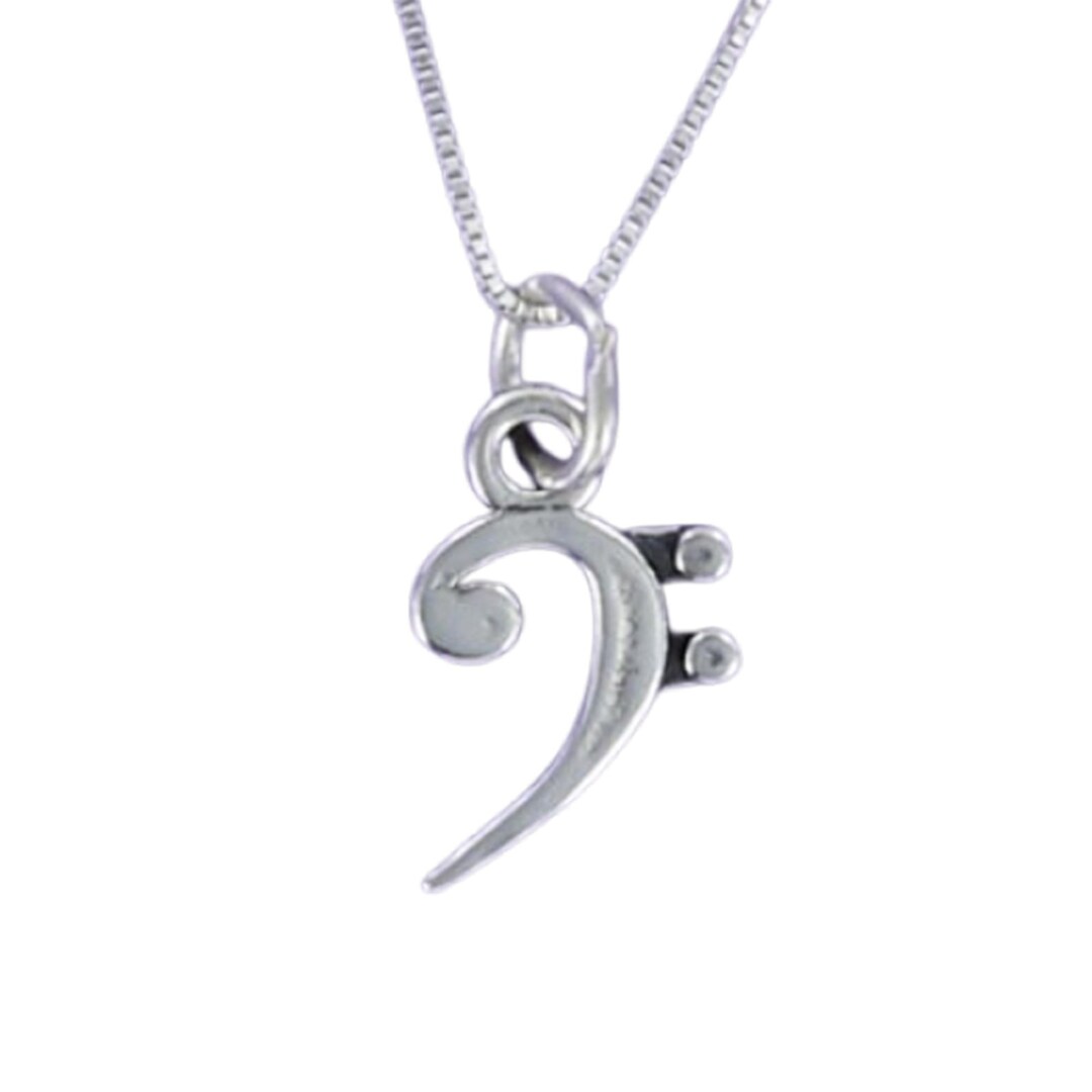 BASS CLEF Necklace - 925 Sterling Silver - on Gift Card With ...