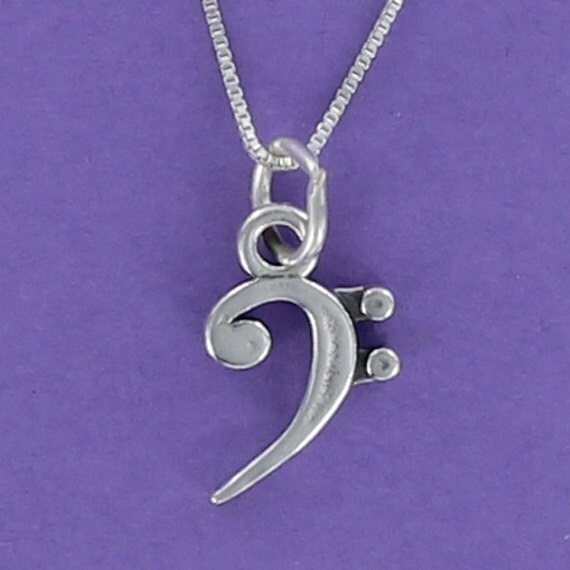 BASS CLEF Necklace 925 Sterling Silver on Gift Card with | Etsy