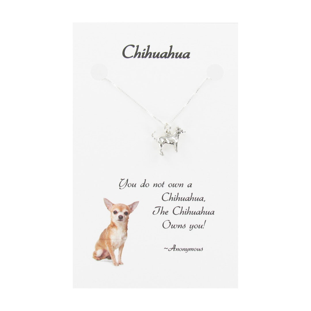CHIHUAHUA Necklace 925 Sterling Silver on Card With Quote Small Dog Pet ...
