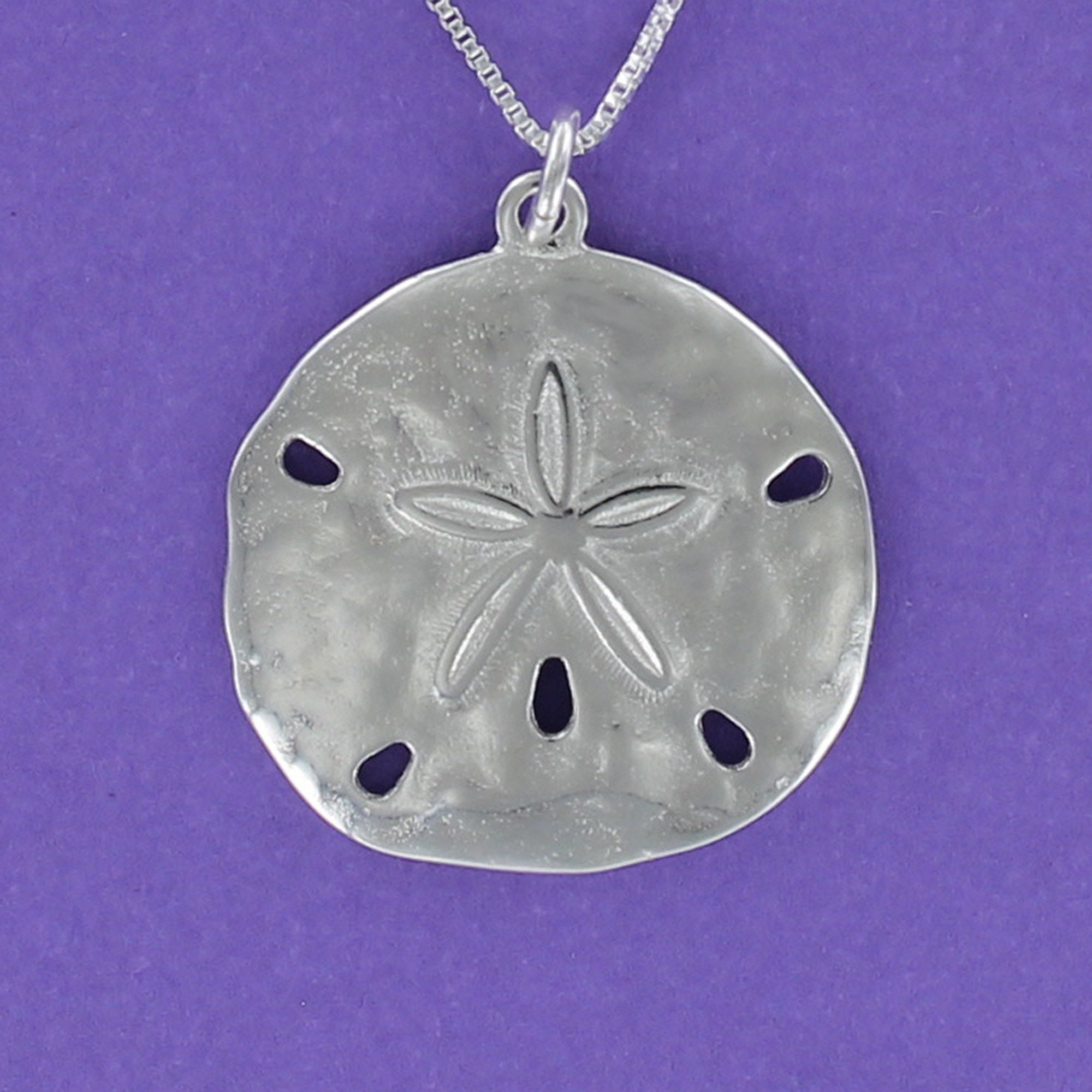 Sand Dollar Necklace 925 Sterling Silver On Gift Card with Inspirational Quote Beach Ocean Heart Joy Hammered Finish Sea Shell Urchin