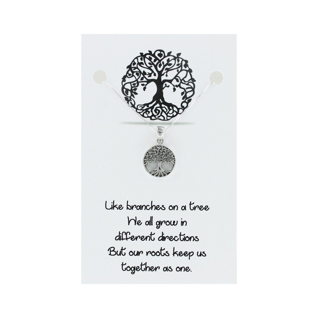 Tree of Life Necklace 925 Sterling Silver on Card With an Inspirational ...