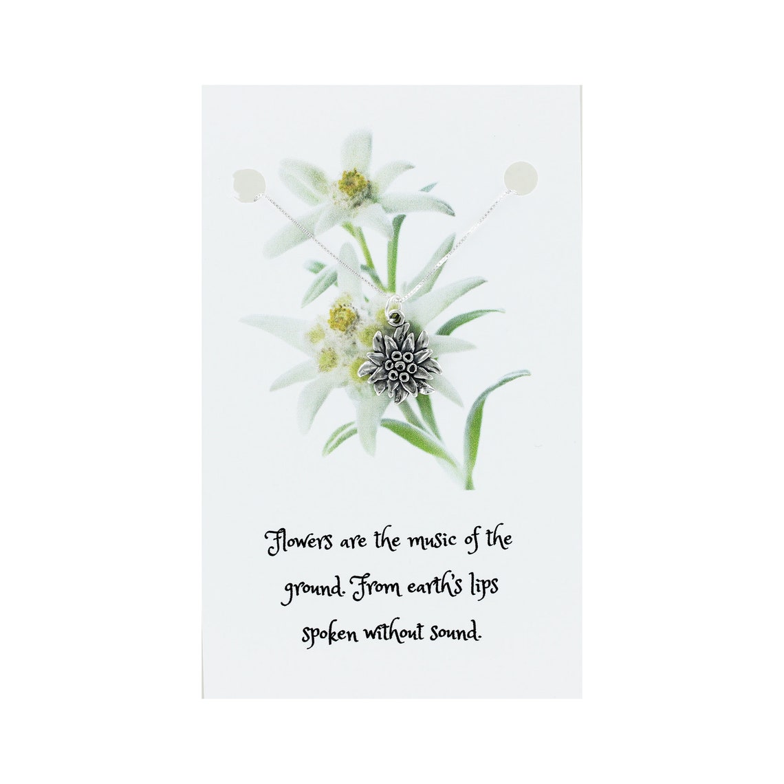 EDELWEISS Flower Necklace - 925 Sterling Silver - on Gift Card With ...