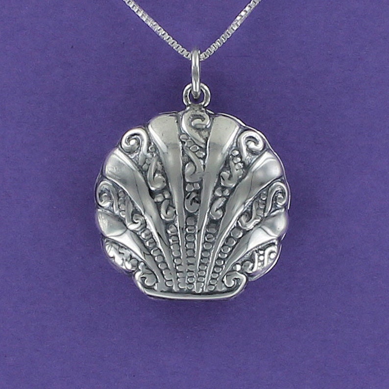 SEASHELL LOCKET Necklace 925 Sterling Silver on Custom - Etsy