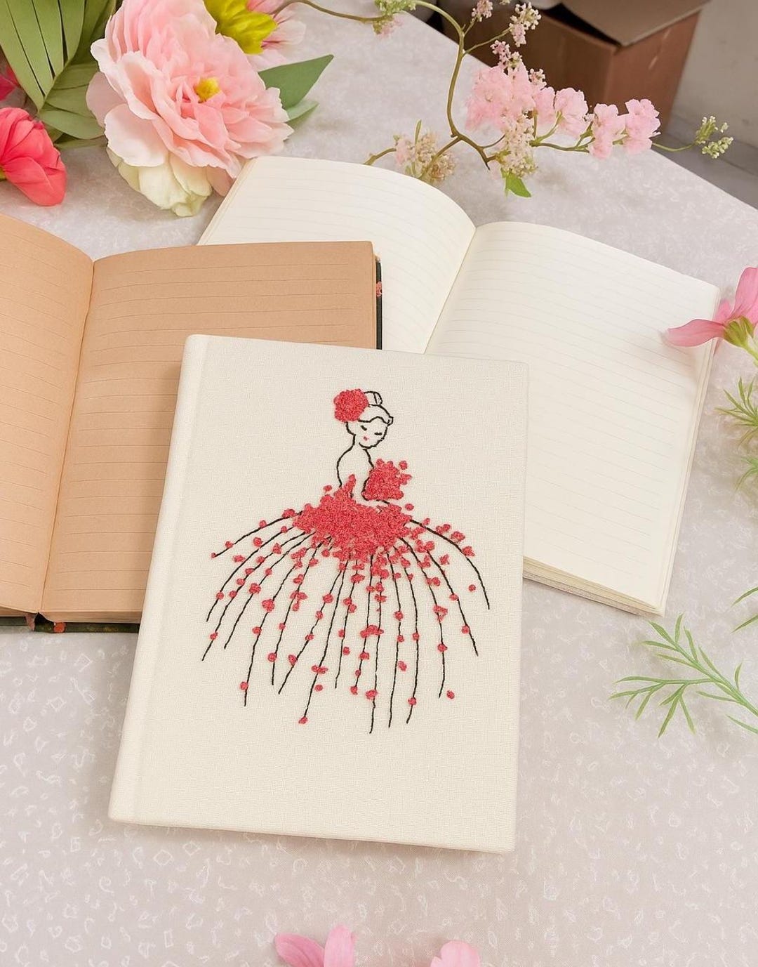 Custom Hand Embroidered Linen Notebook: Personalized A5 Journal - Etsy
