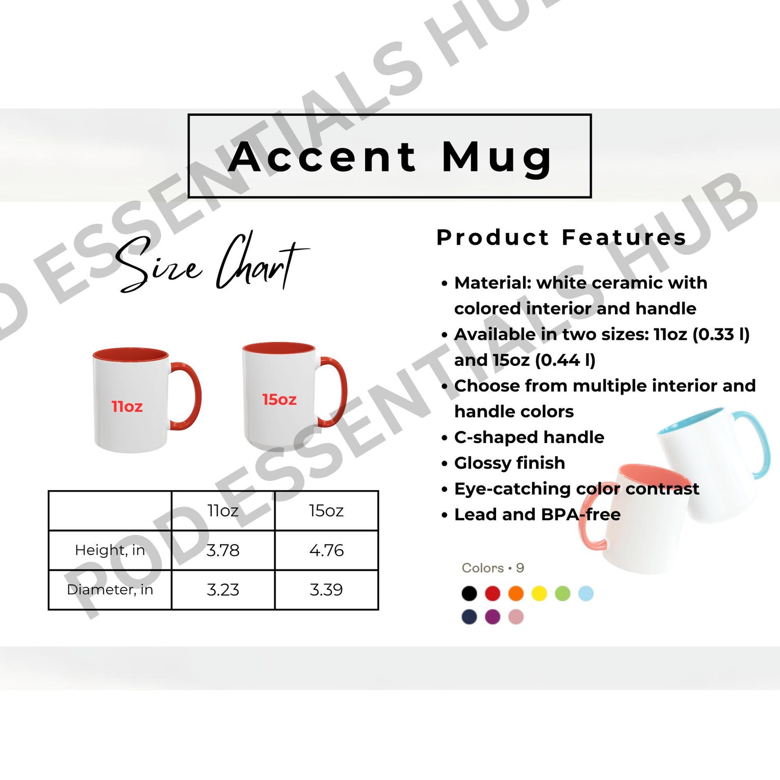 Editable Accent Mug Size Chart Canva Template Link, Product Features ...