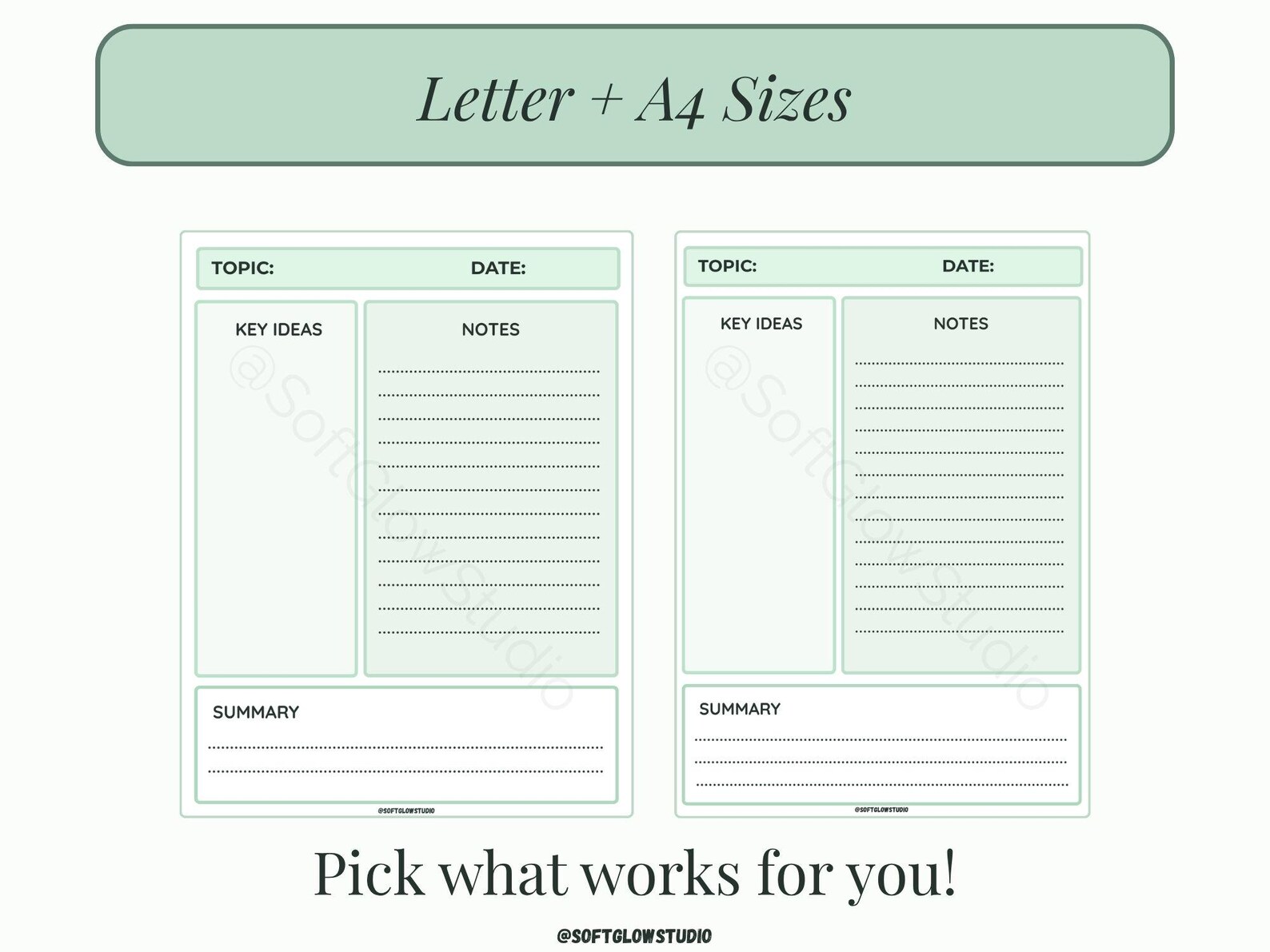 Sage Green Cornell Notes Template: Printable PDF, Goodnotes ...