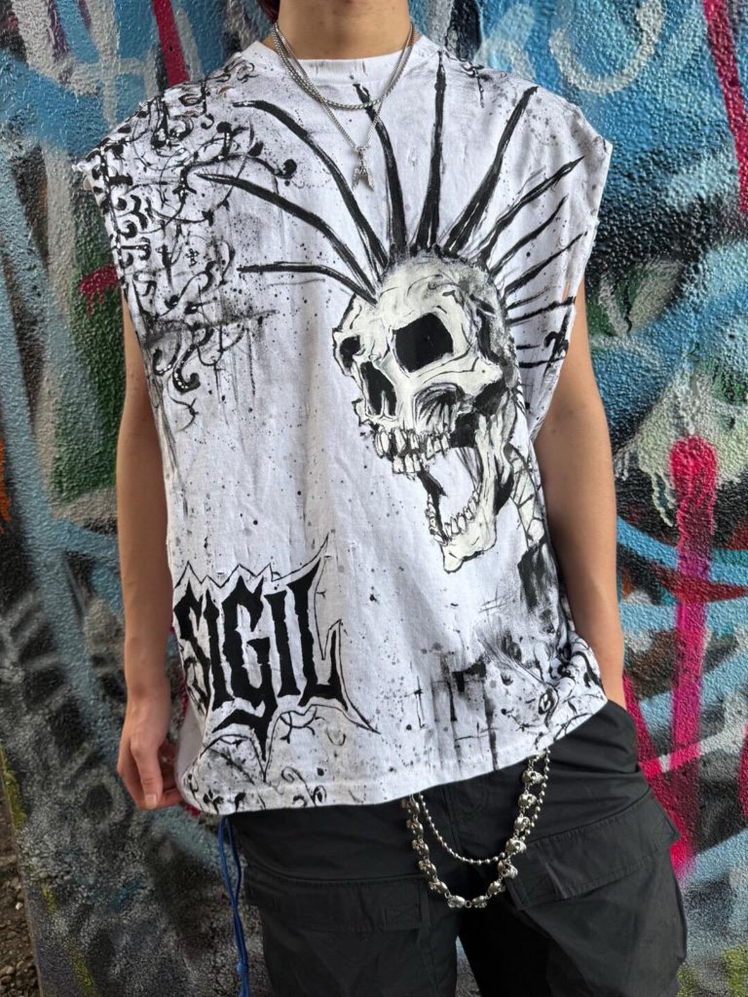 SIGIL' "skull-hawk" Custom Sleeveless Tee - Etsy
