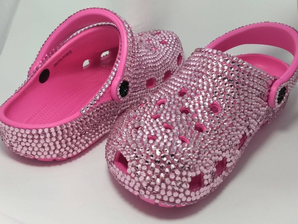 Crocs Custom Made with Crystals Pink | Etsy