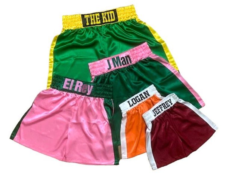 CUSTOM Embroidered and Personalized Satin Boxing Shorts Boxing Trunks ...