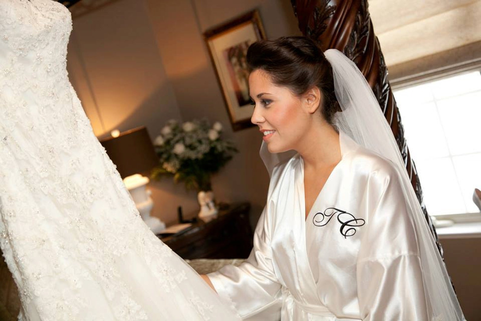 BLACK Bridesmaid Robes, Black Wedding Robe, Bridesmaid Silk Robe ...