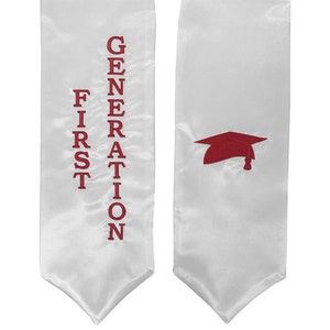 First Generation Stole Class of 2025 White Embroidery Graduation Stole ...