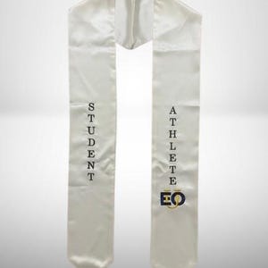 Custom Student Athlete Satin Graduation Sash and Stoles - White Satin ...