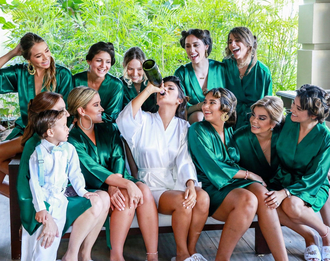 GREEN Personalized Robes, Bridesmaid Robes, Kimono Robes, Personalized ...
