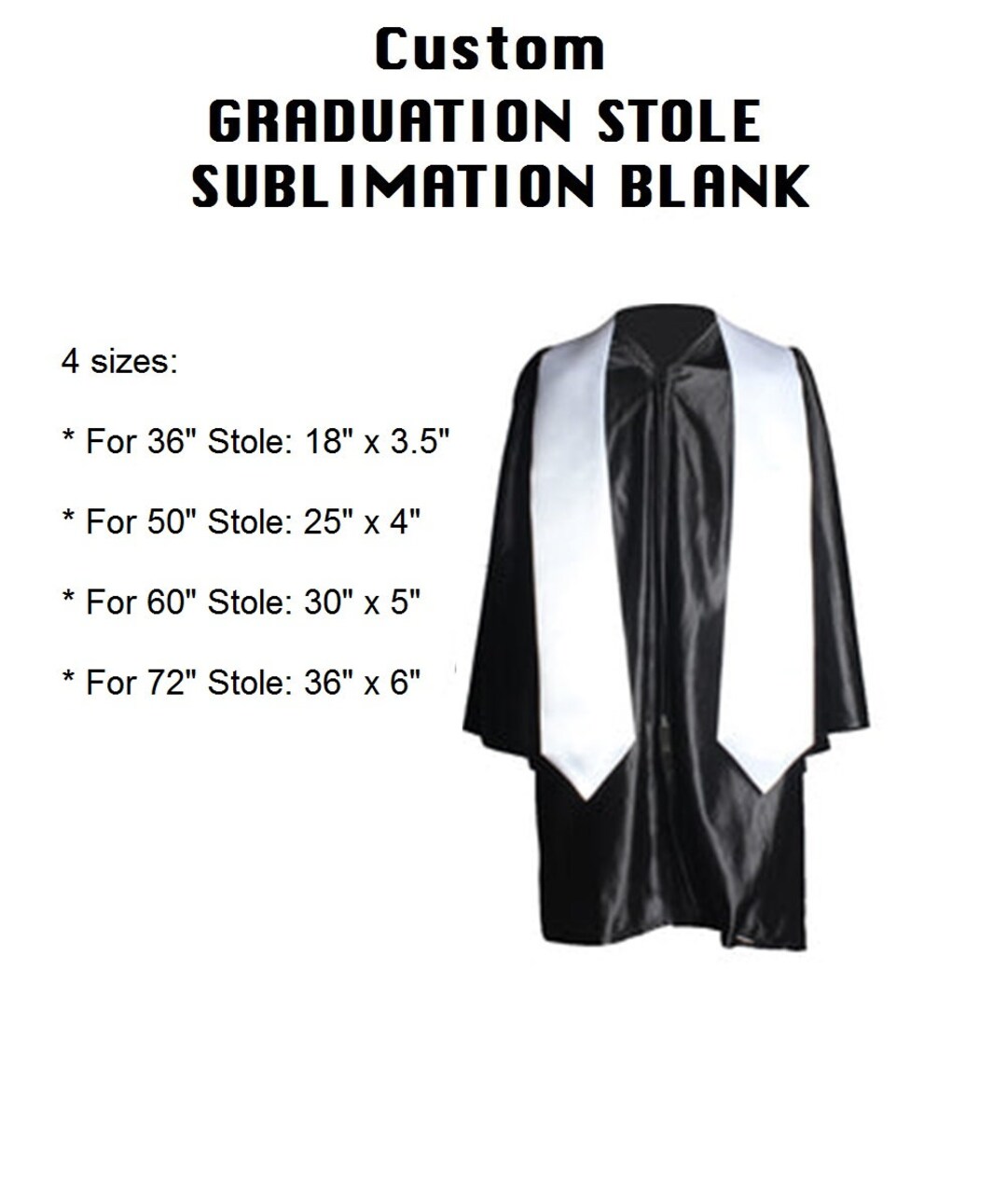 Custom Graduation Stole Blank/grad Stole Blank/60 and 72 - Etsy