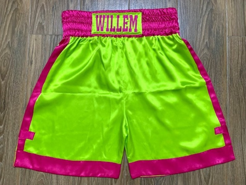 CUSTOM Embroidered and Personalized Satin Boxing Shorts Boxing Trunks ...