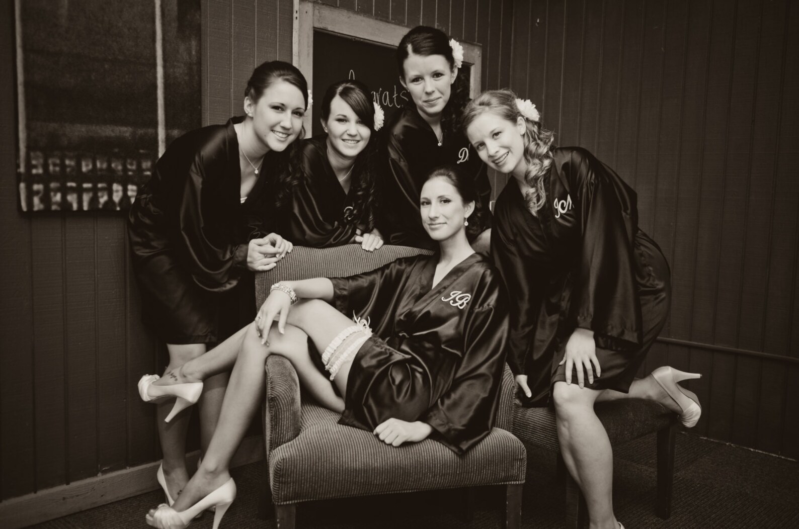 BLACK Bridesmaid Robes, Black Wedding Robe, Bridesmaid Silk Robe ...