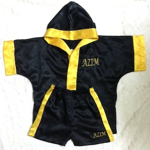 K1-CUSTOM Made Satin Baby BOXING Robe Trunk Set Boxing Outfit ...