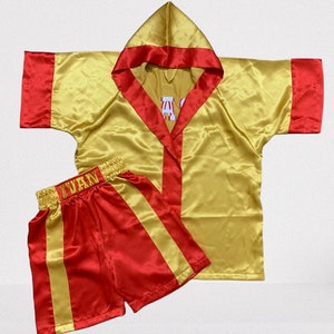 CUSTOM Made Ivan Drago Satin Boxing Robe Trunk Set Boxing Outfit ...